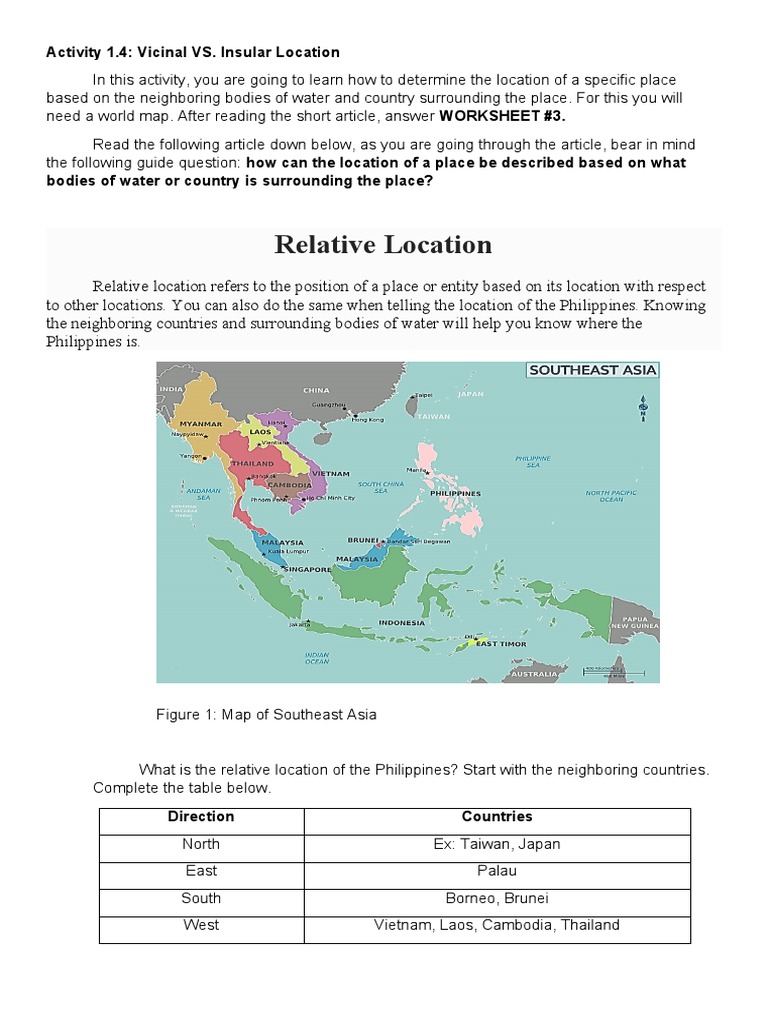 Vicinal vs. Insular Location Guide | PDF | Longitude | Infographics