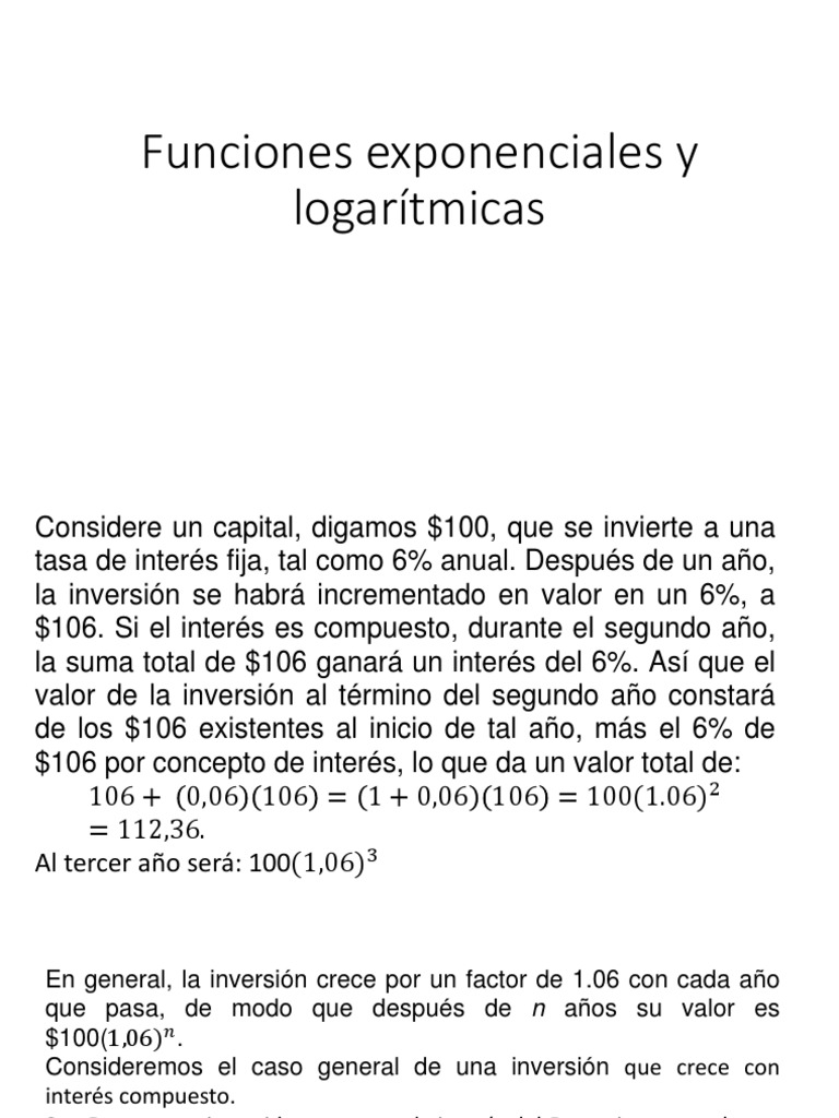 Interés Compuesto y Crecimiento Exponencial | PDF | Logaritmo ...