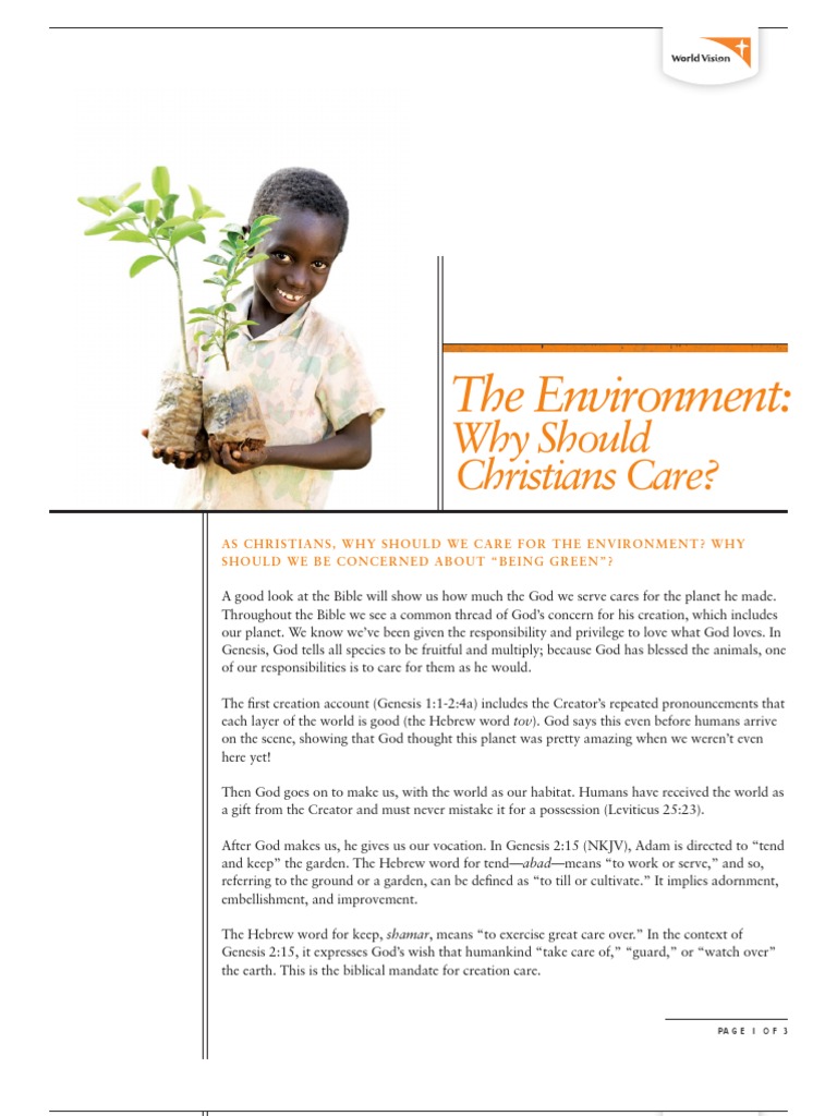 The Environment - Why Christians Should Care | PDF | Genesis Creation ...