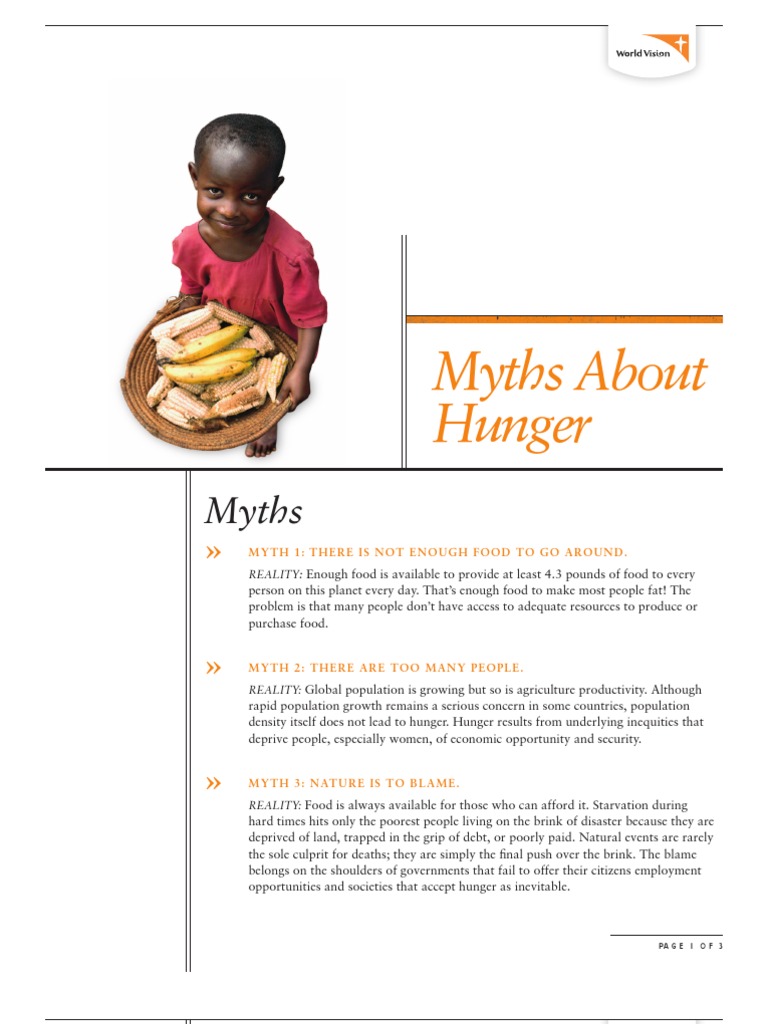 Myths About Hunger | PDF | World Vision International | Poverty