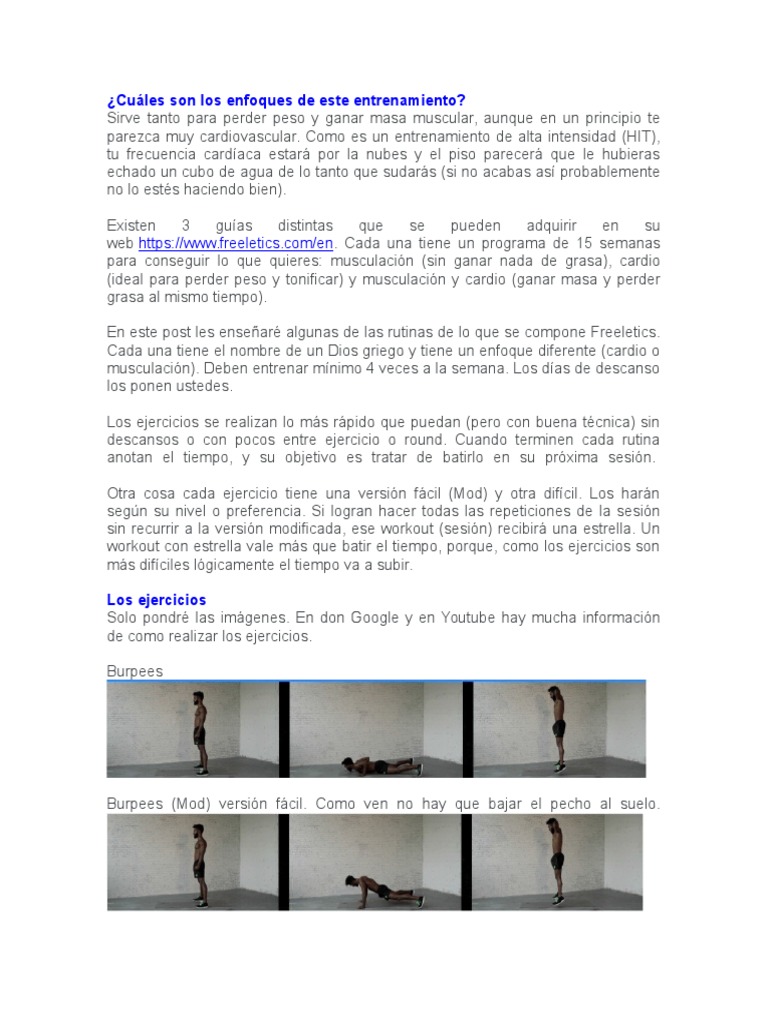 Freeletics Plan Guia PDF | PDF | Levantamiento de pesas | Deportes