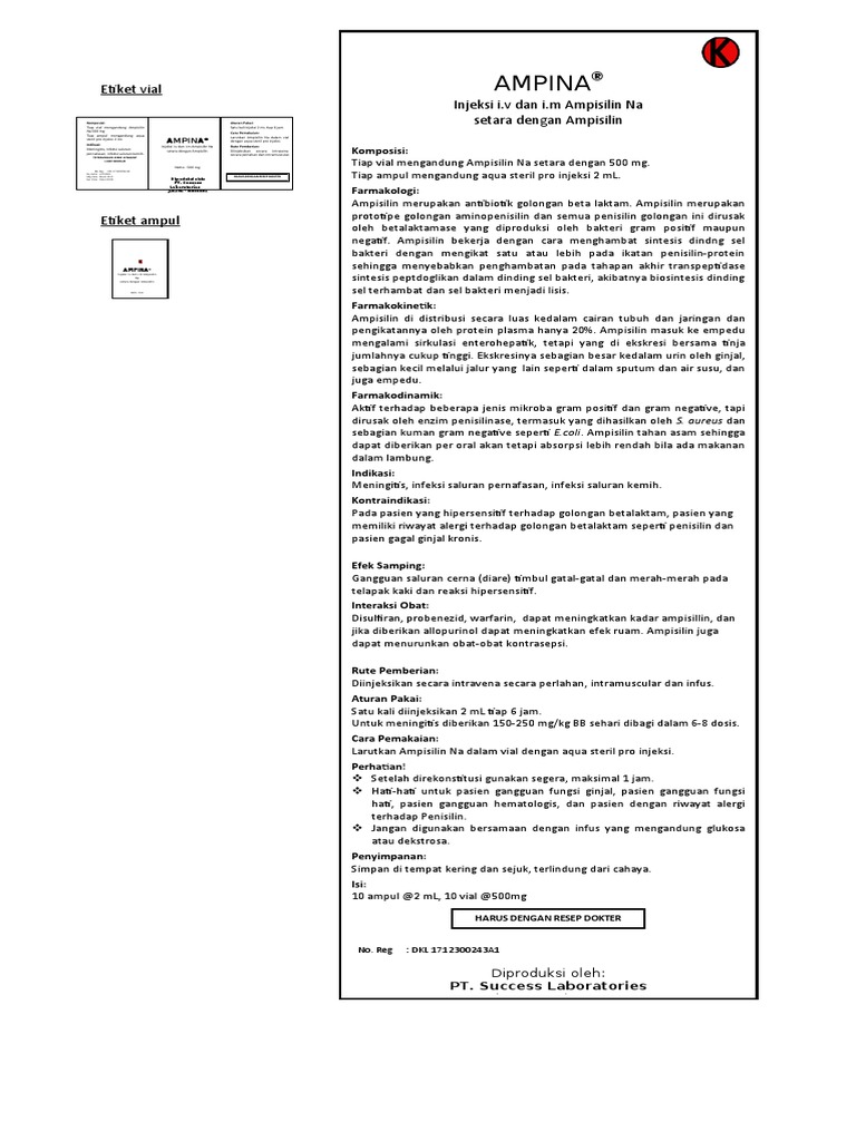 A1-2 - Ampul Ampisilin Na Kemasan, Etiket, Brosur | PDF