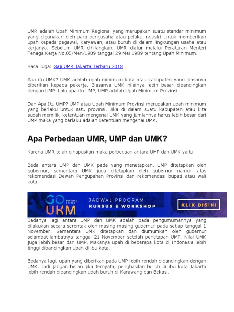 Perbedaan UMR, UMK, dan UMP | PDF