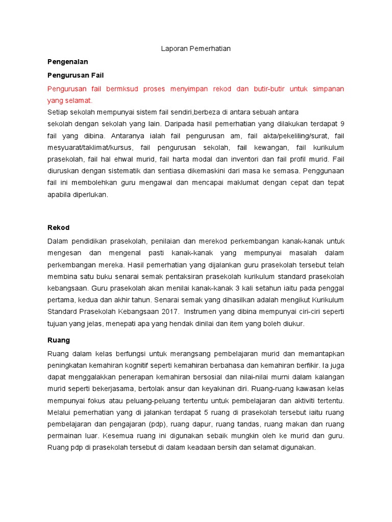 Laporan Pemerhatian | PDF