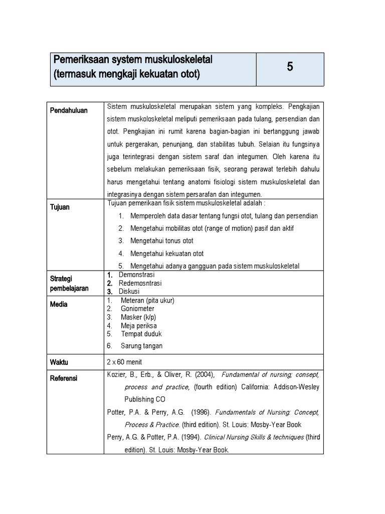 Sop Pemeriksaan Muskuloskeletal | PDF