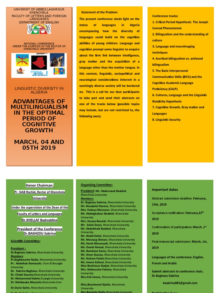 Conference Pamphlet English Version (2) - 1 | PDF | Multilingualism ...