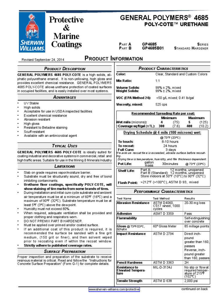 4685 POLYCOTE SW Ficha Tecnica | PDF | Concrete | Materials