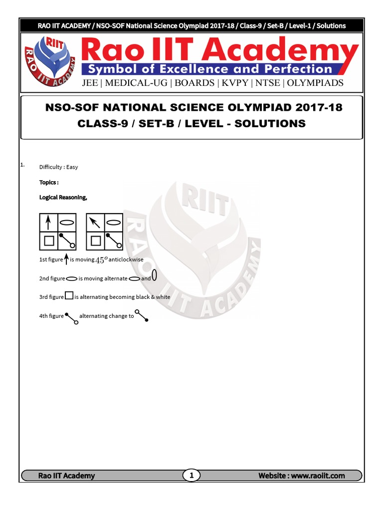 Class9 NSO 2017 SetB - Solutions | PDF | Proton | Physics