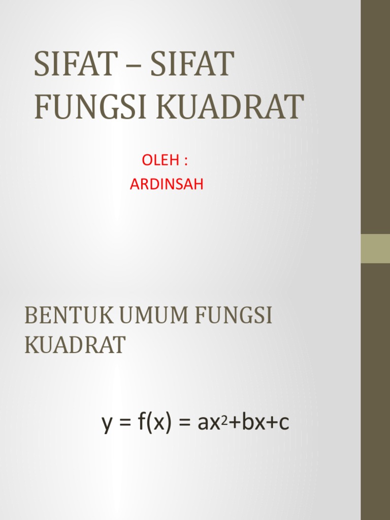 Sifat - Sifat Fungsi Kuadrat | PDF