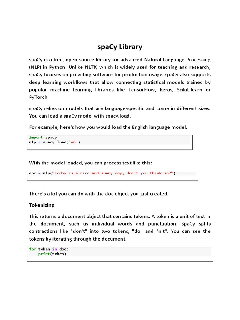 Spacy Library | PDF