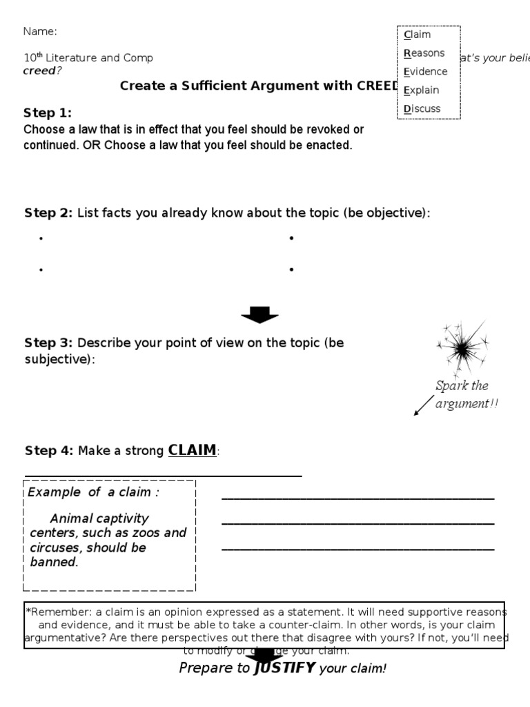 CREED Argument Writing | PDF | Reason | Argument