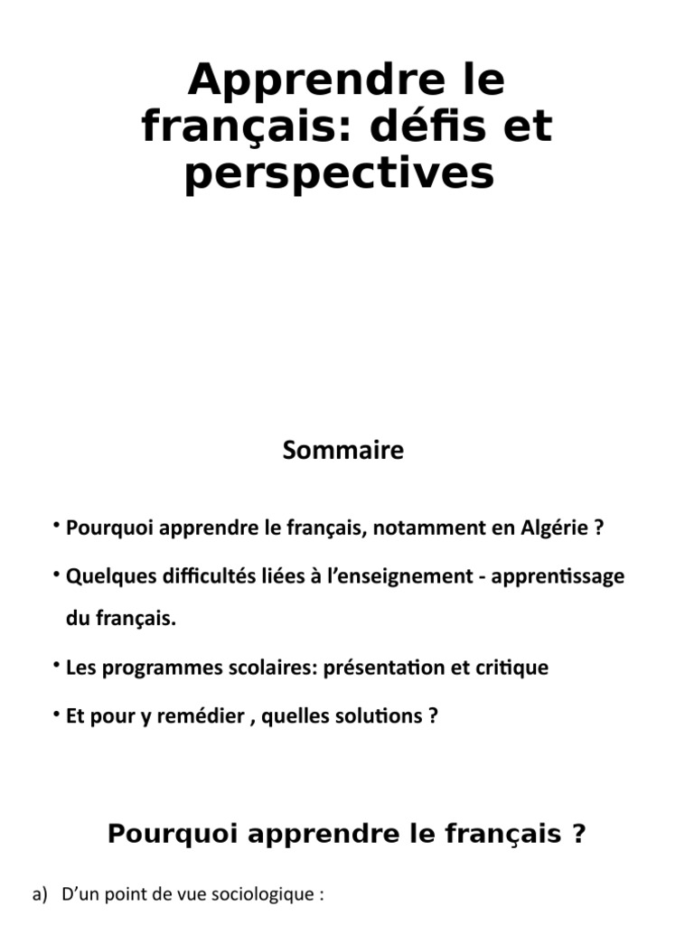 Apprendre Le Français | PDF | Langue française | Apprentissage