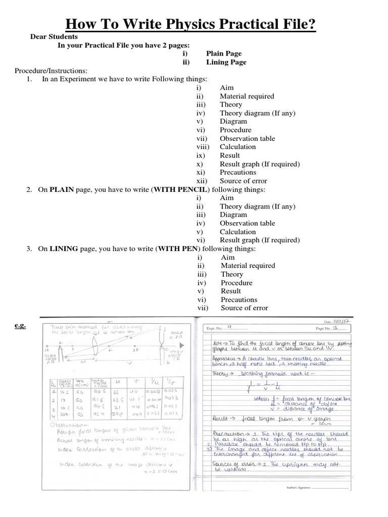 How To Write Physics Practical FIle | PDF | Experiment | Optics