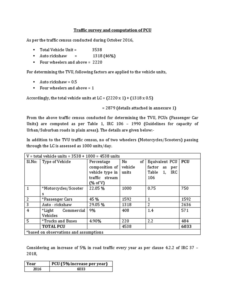 PCU Calculation | PDF | Traffic | Car