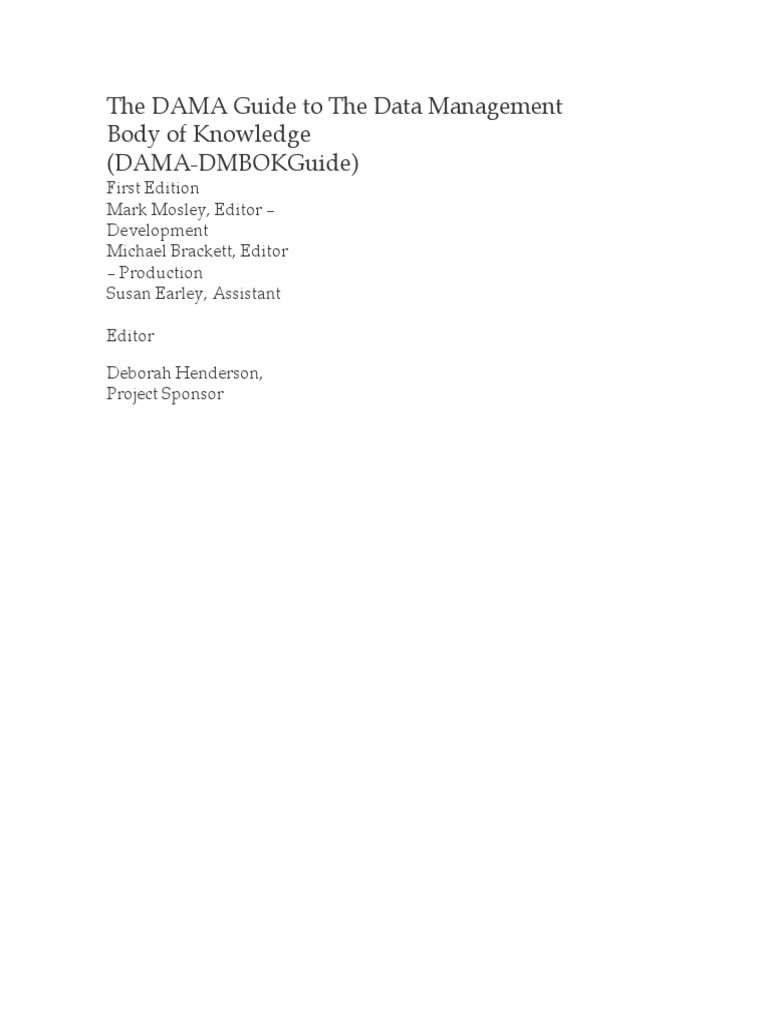 The DAMA Guide To The Data Management 1a 6 | PDF | Business ...