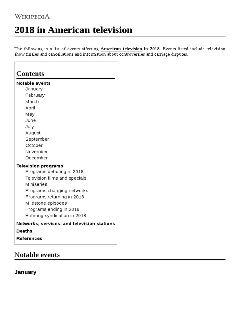 2018 in American Television | PDF | Broadcasting | American Television ...