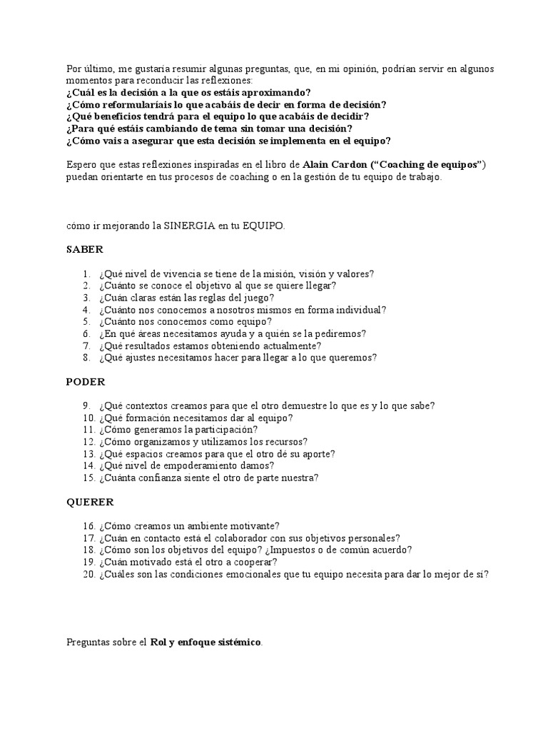 Preguntas Poderosas de Coaching | PDF | Empoderamiento | Science