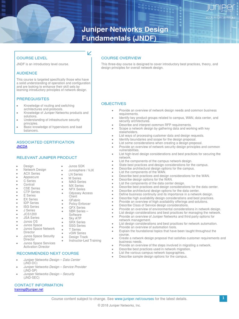 Juniper Networks Design Fundamentals (JNDF) | PDF | Design | Data