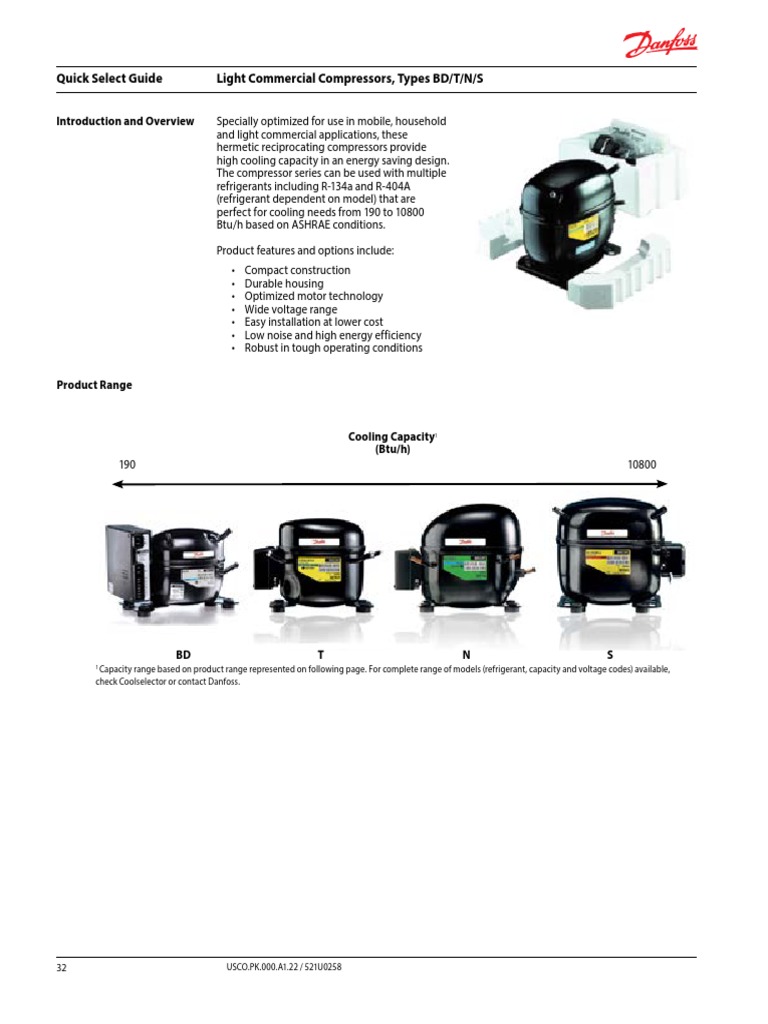 Light Commercial Compressors: A Guide to Danfoss BD, T, N, and S Series ...