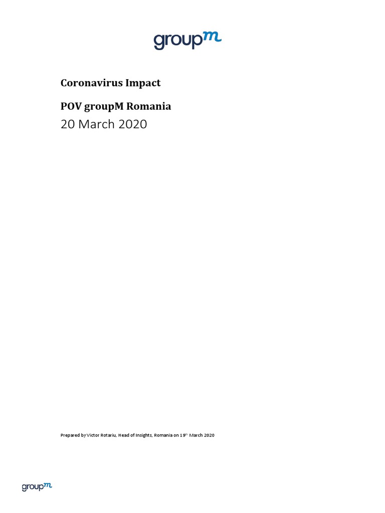 GroupM RO POV Coronavirus 20march2020 | PDF | Retail | E Commerce