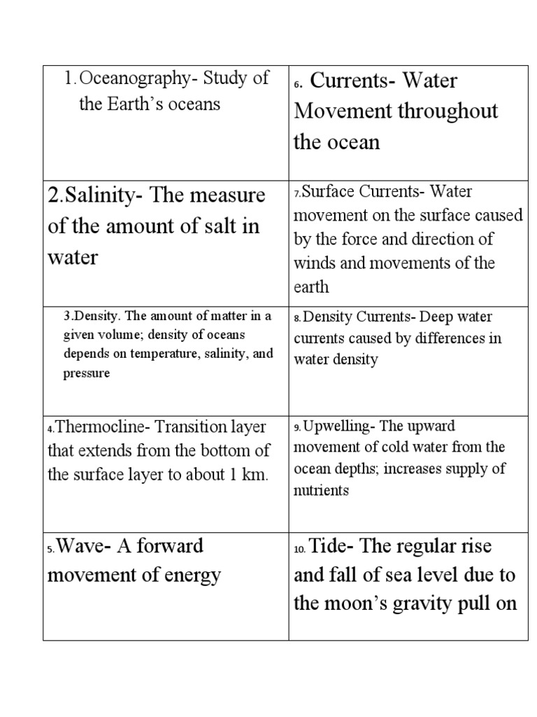 Oceanography Flashcards | PDF