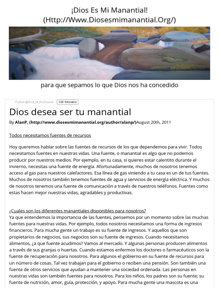 Dios desea ser tu manantial _ ¡Dios es mi Manantial! | PDF | Jesús ...