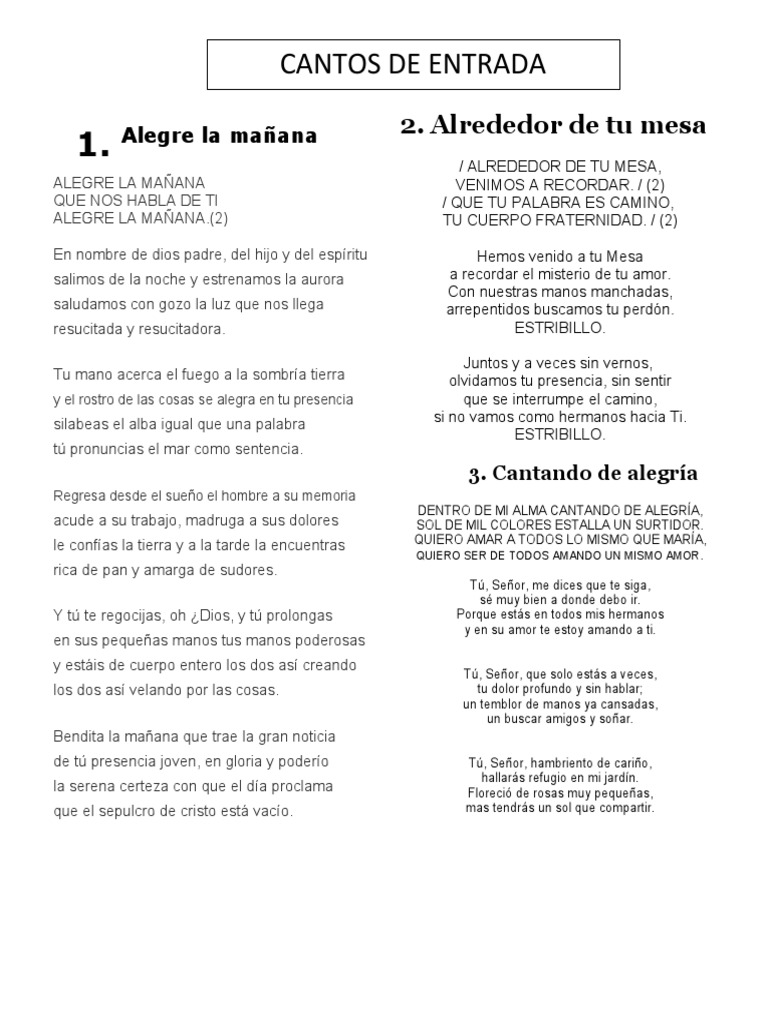 Cantos de Entrada para Misa | PDF | Cristo (título) | Pascua de ...
