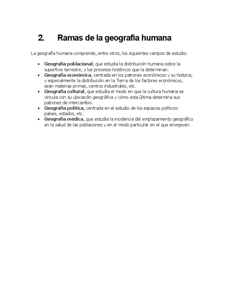 Ramas de La Geografía Humana | PDF | Política | Ciencias sociales