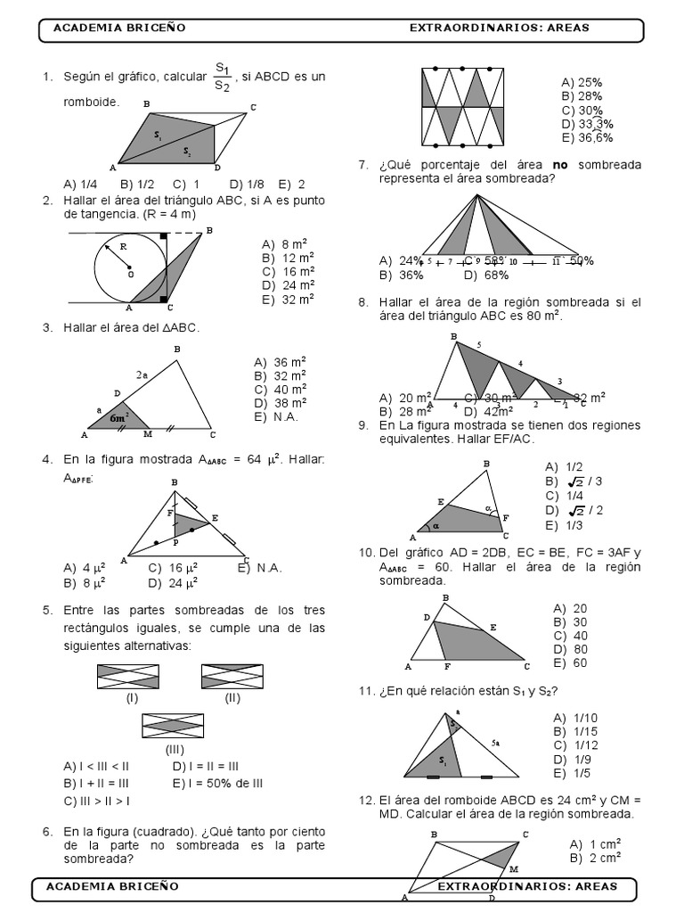 Academia Briceño Areas | PDF | Geometría Elemental | Geometría del plano euclidiano
