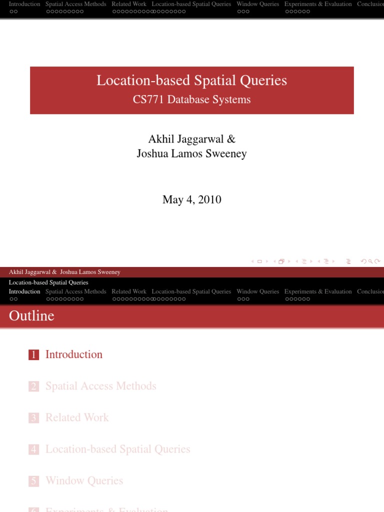 Location-Based Spatial Queries: CS771 Database Systems | PDF | Areas Of Computer Science | Computing
