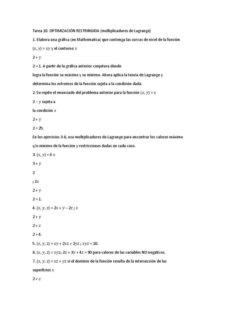 Multiplicadores de Lagrange | PDF | Función (Matemáticas) | Análisis matemático