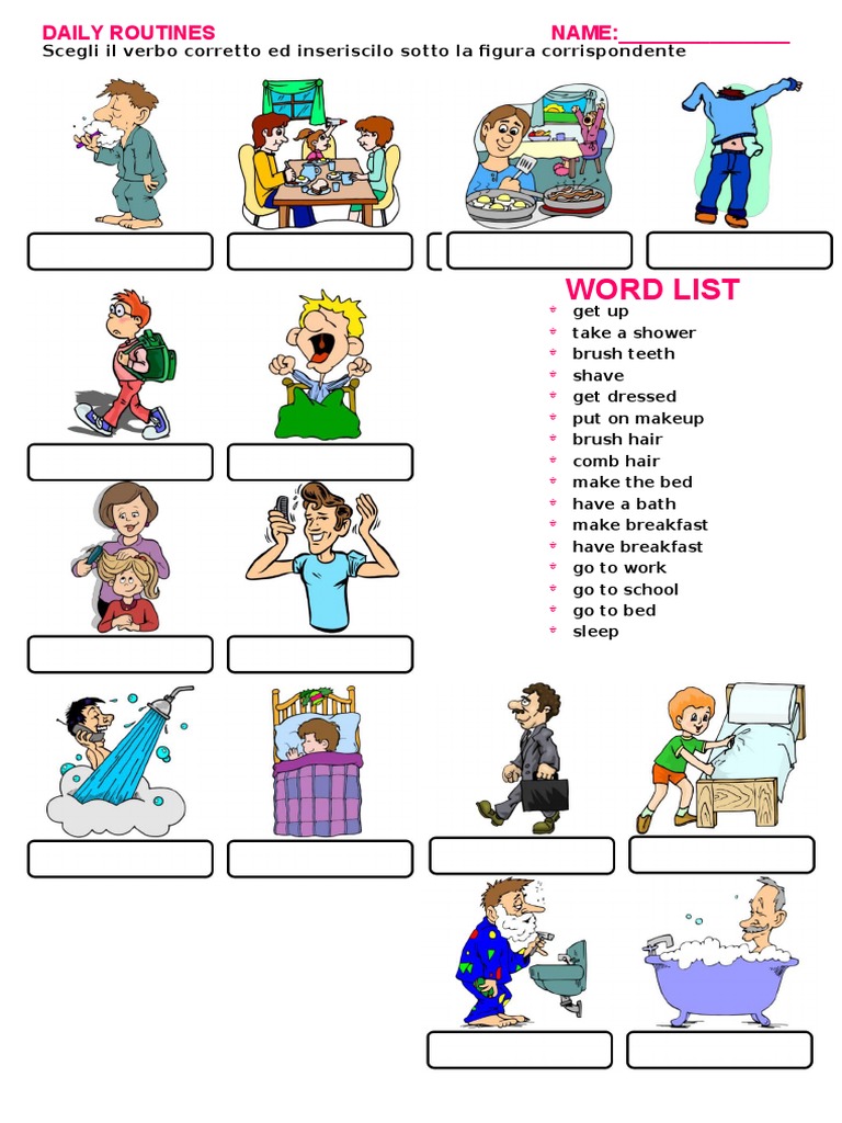 Daily Routines Worksheet | PDF