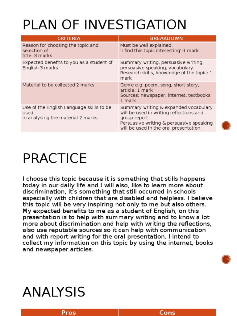 English SBA Plan of Investigation Guide | PDF | English Language ...