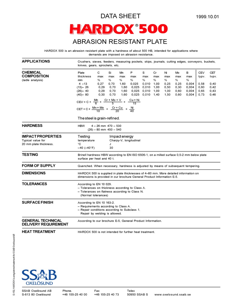 Hardox 500 PDF | PDF | Welding | Construction