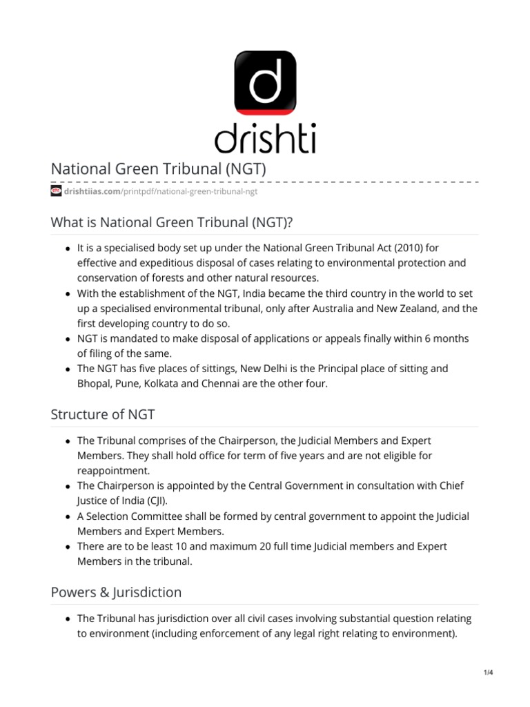 National Green Tribunal NGT | PDF | Tribunal | Judiciaries