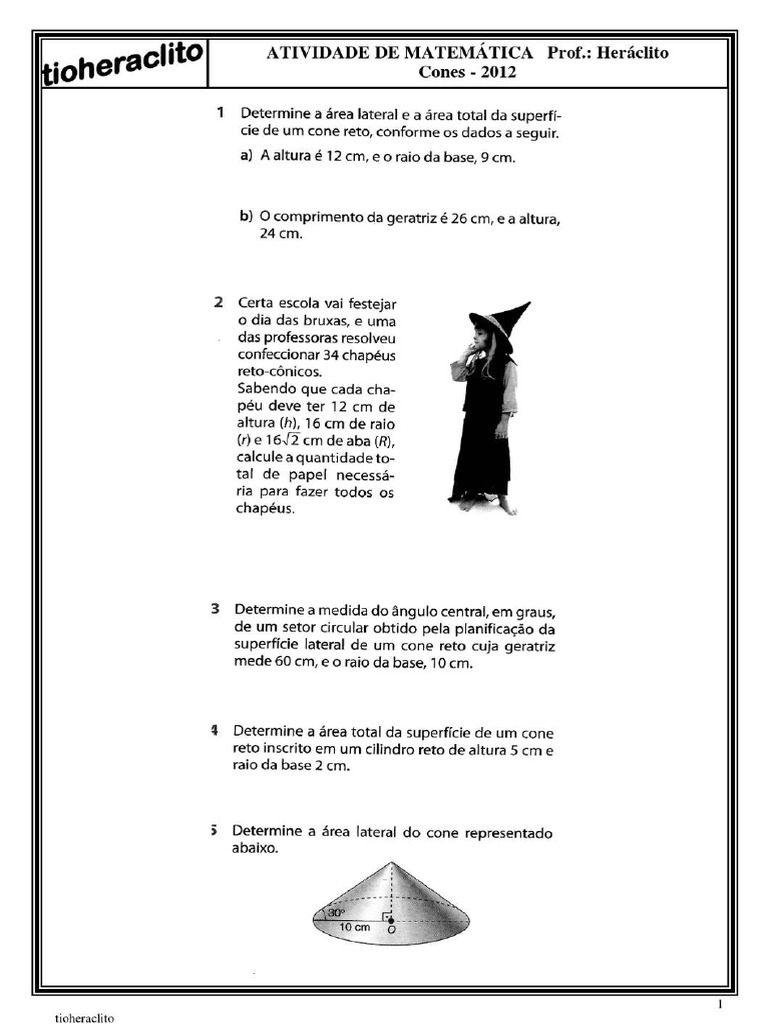 Lista de Exercícios Sobre Cones | PDF