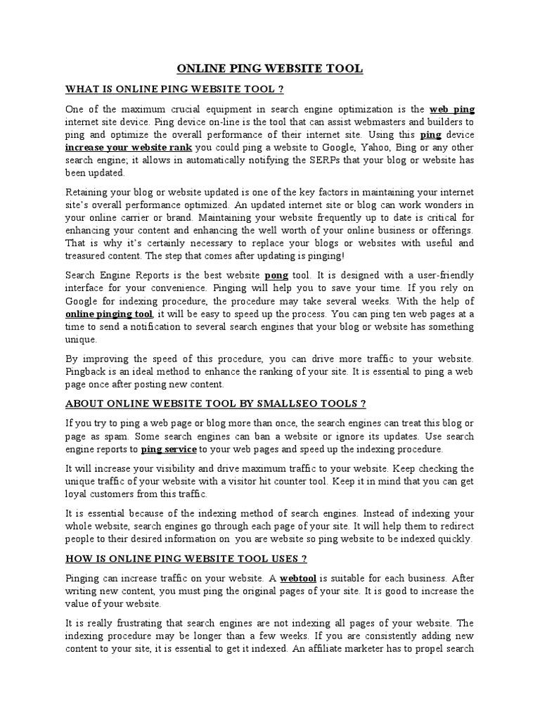 Online Ping Website Tool | Download Free PDF | Web Search Engine ...