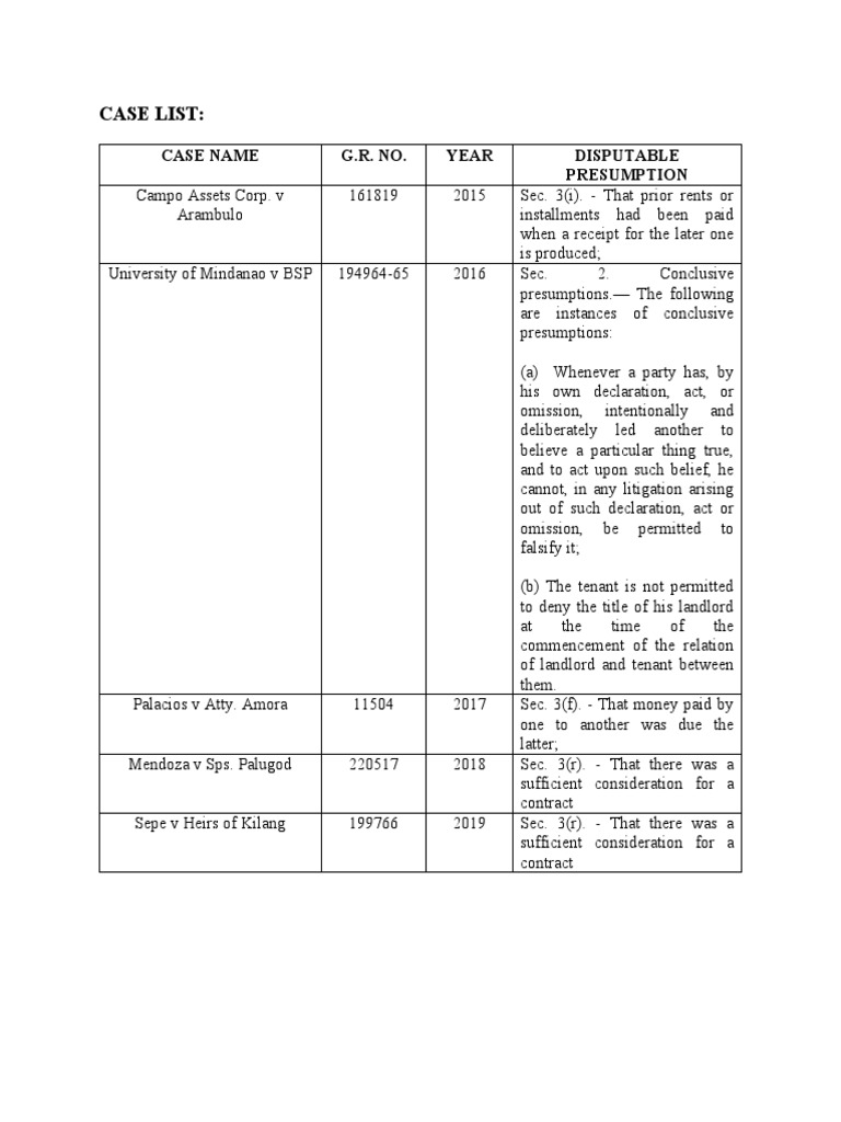 Manansala Disputable Presumption | PDF | Burden Of Proof (Law) | Evidence