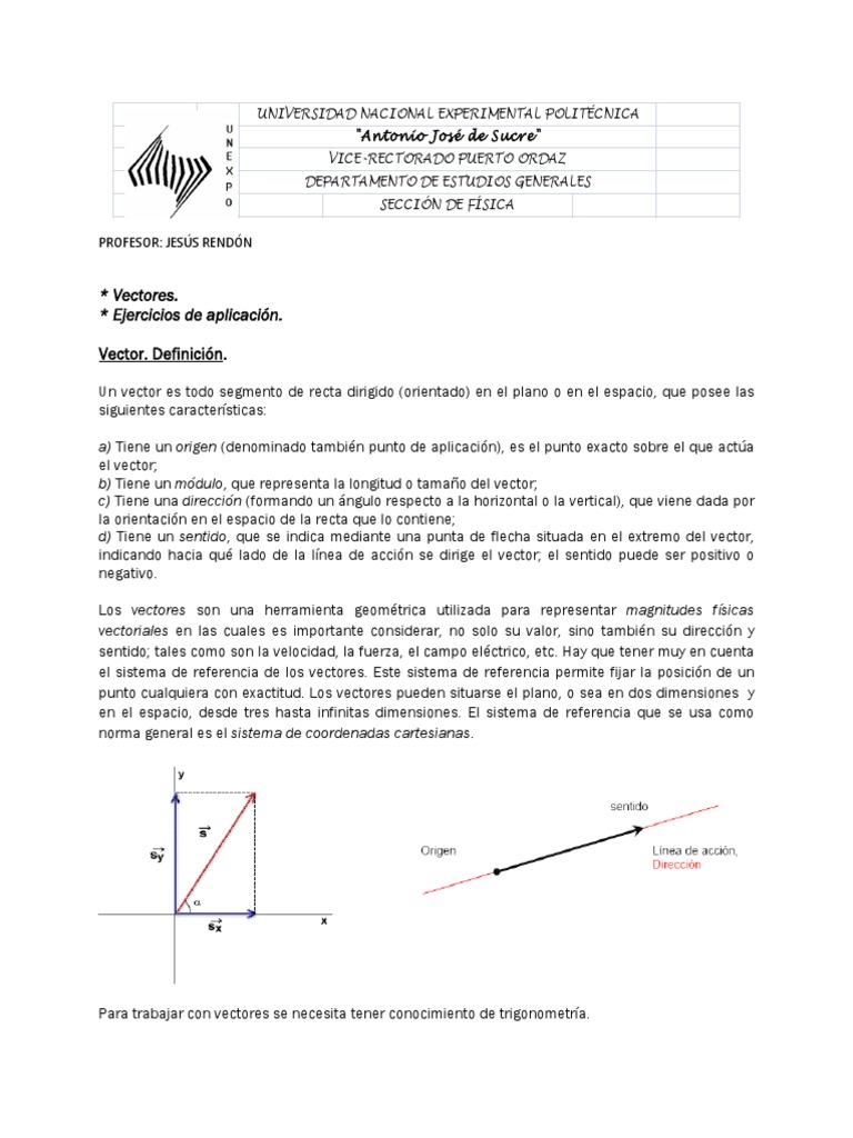 Guia De Vectores 3 Unexpo Vicerectorado Puertoordaz Pdf Vector