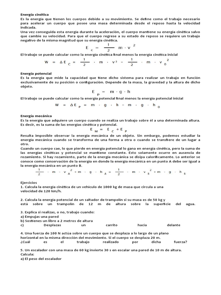 Energía Cinética y Potencial | PDF | Energía cinética | Energía potencial