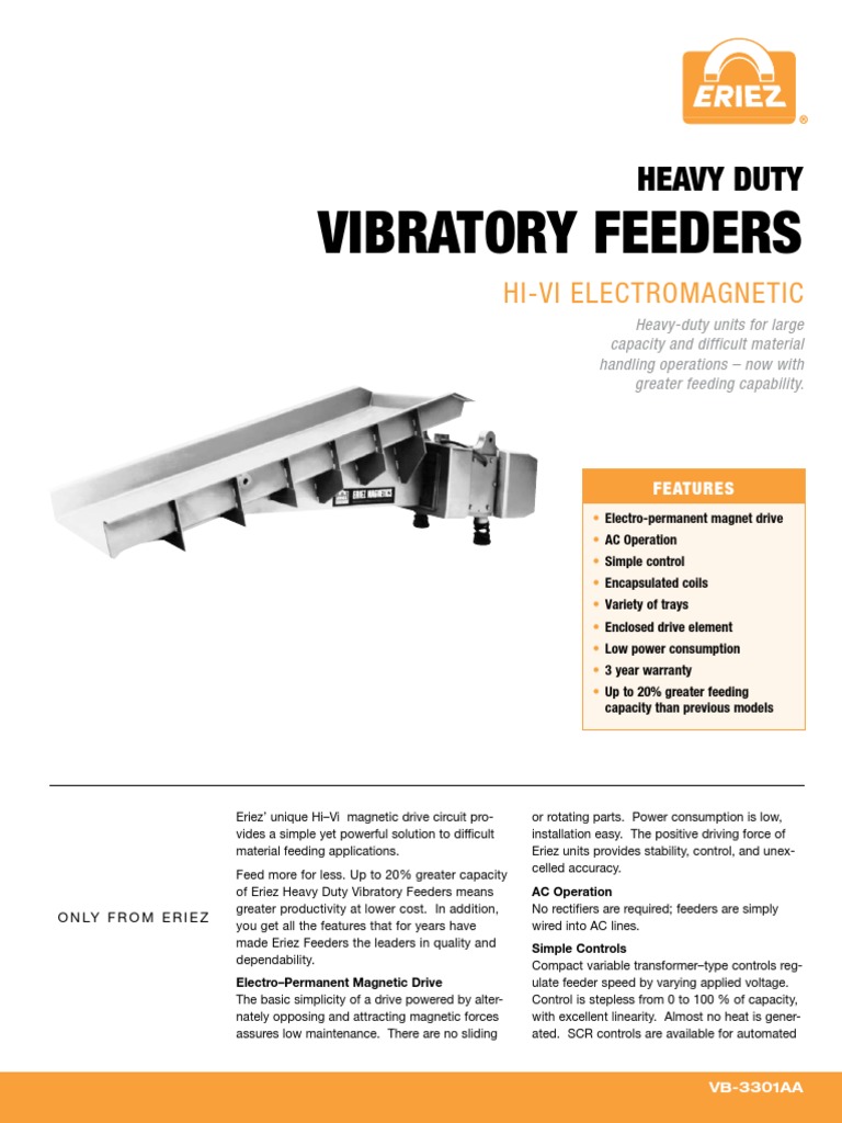 Eriez-Vibratory Feeders PDF | PDF | Alternating Current | Magnet