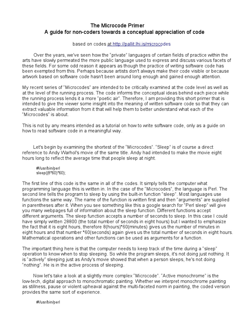 The Microcode Primer A Guide For Non-Coders Towards A Conceptual ...