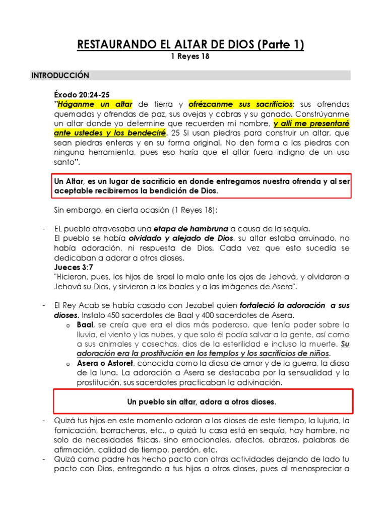 Restaurando el Altar de Dios | PDF | Libros de reyes | Comportamiento ...