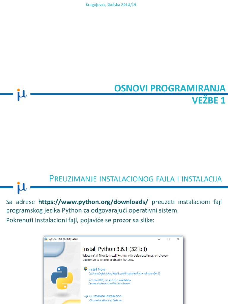 01 Osnovi Programiranja Vezbe | PDF