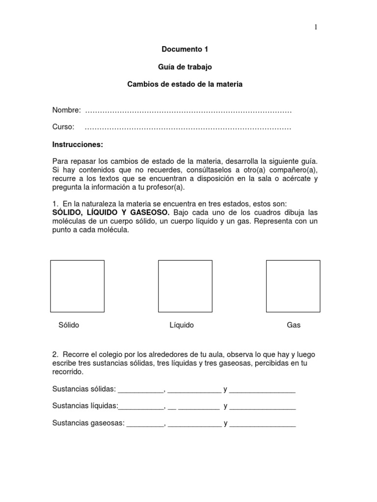 Guía de Cambios de Estado de la Materia | PDF | Gases | Importar