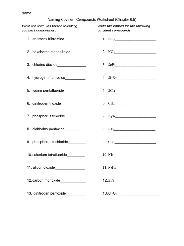 Naming Covalent Compounds Guide | PDF | Chemical Compounds | Chemical ...