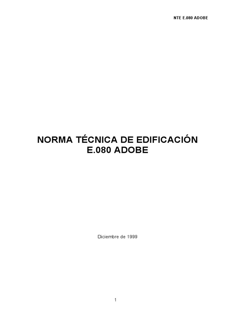 Norma Técnica de Edificación E.080 Adobe | PDF | Fundación (Ingeniería) | Hormigón