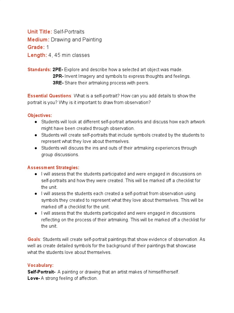 1st Grade Self-Portraits | PDF | Paintings | Drawing