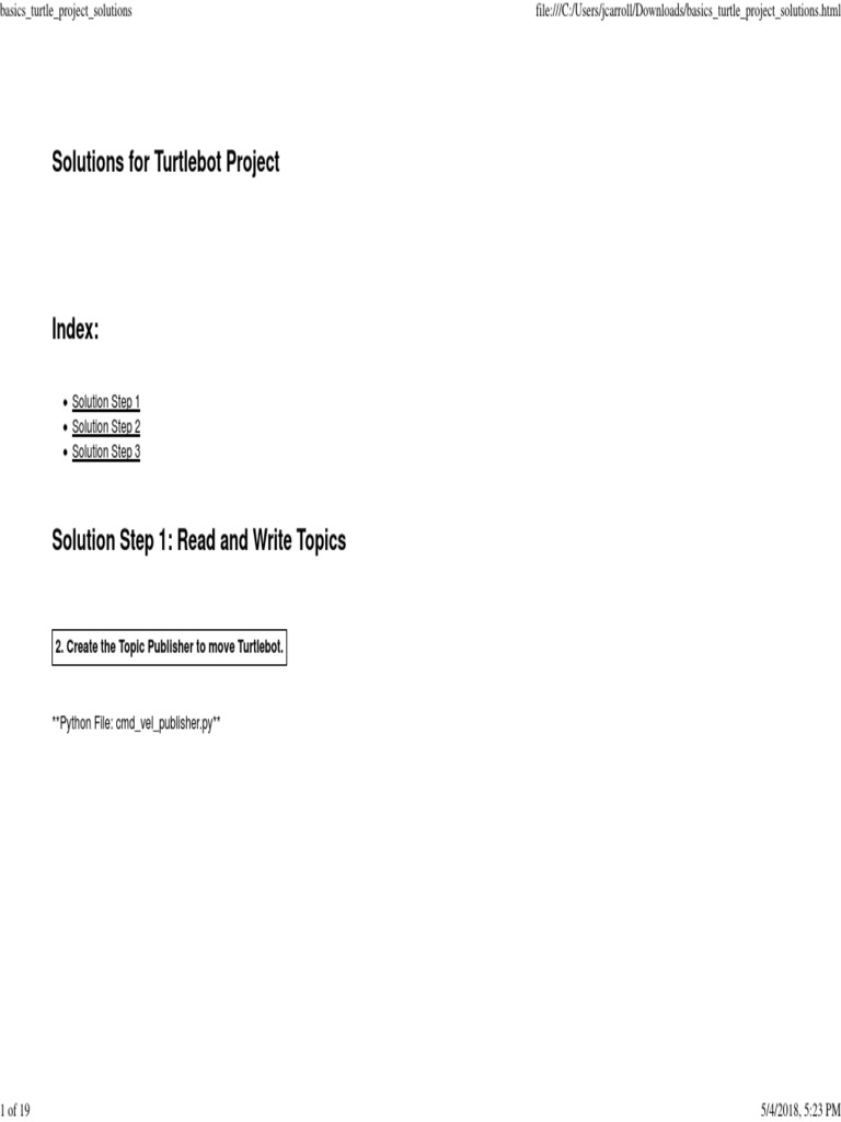 ROS Basics in 5 Days: Turtle Project Solution | PDF | Computer ...