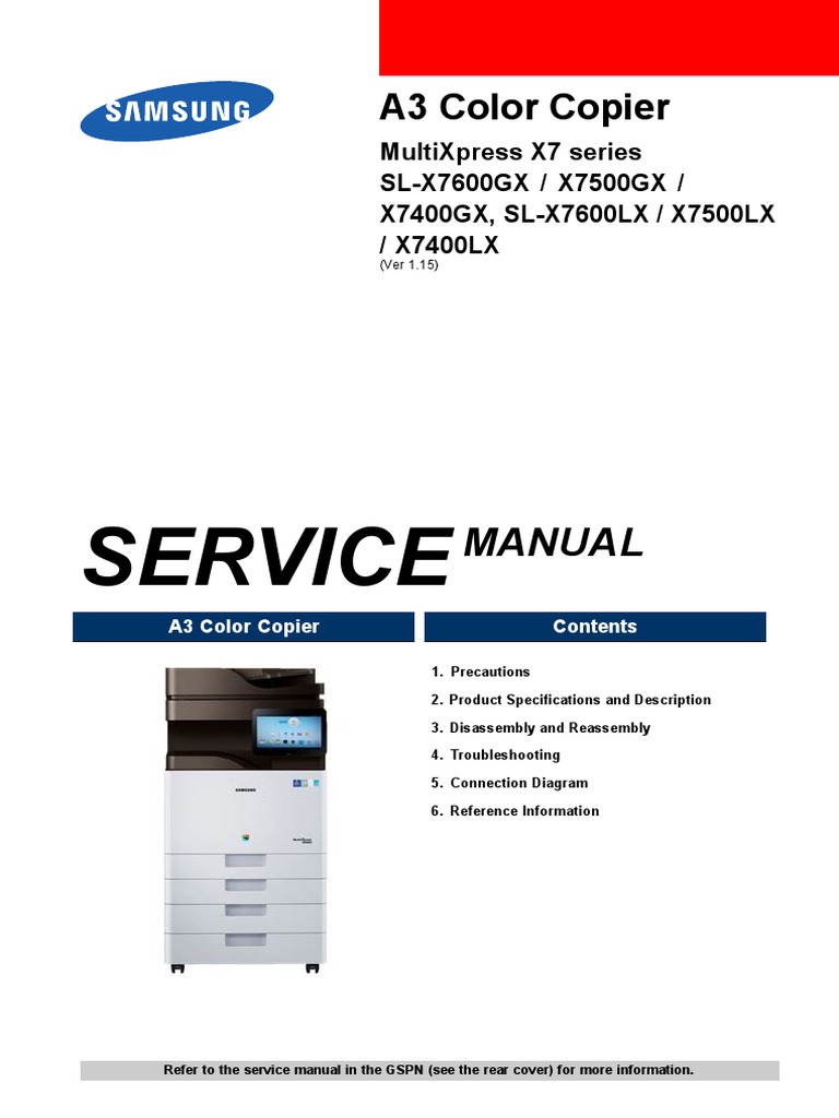Samsung SL-X7400 X7500 X7600 Service Manual PDF | PDF | Office Work ...